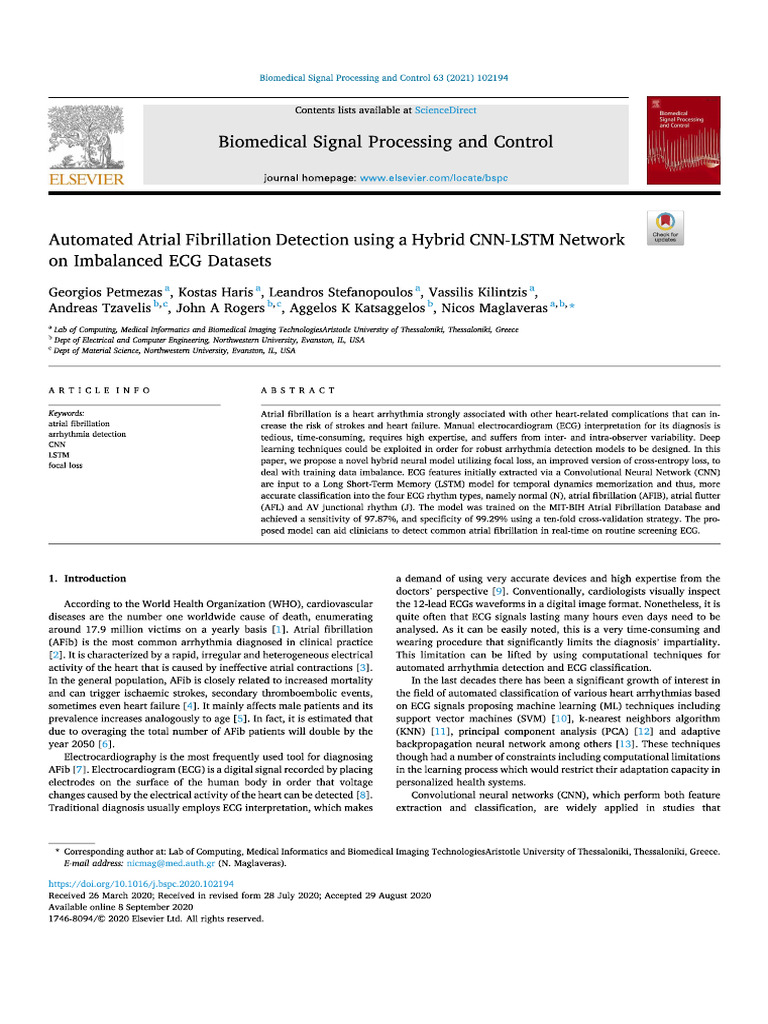 Automated Atrial Fibrillation Detection Using A Hybrid CNN-LSTM Network ... Automated Atrial Fibrillation Detection Using A Hybrid CNN-LSTM Network ...