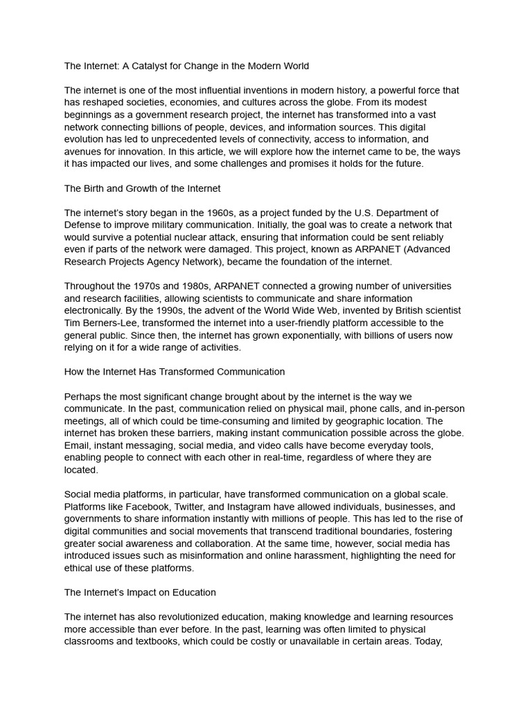 Internet's Evolution and Societal Impact | PDF | Internet | Social Media