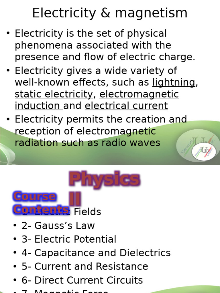 Physics II: Electricity & Magnetism | PDF | Electric Field | Electric ...