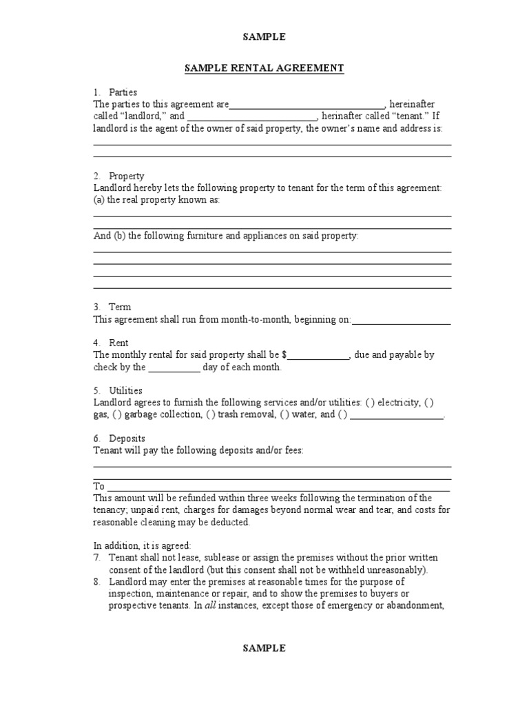 Sample Rental Agreement | PDF