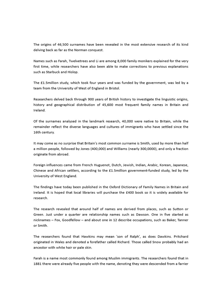 The origins of names | PDF | United Kingdom | Northern Ireland