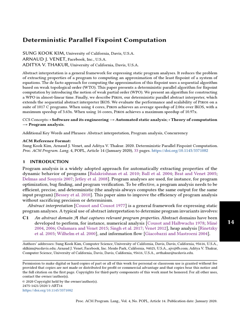 Deterministic Parallel Fixpoint Computation | PDF | Mathematical Relations | Theoretical ...