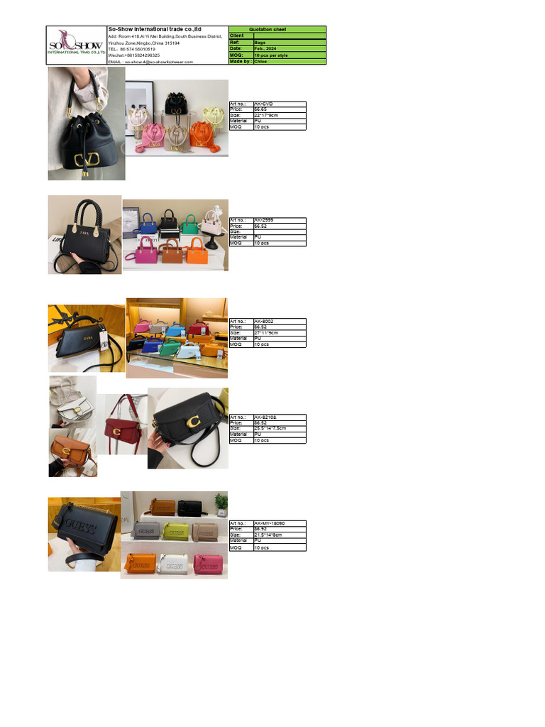2024.1 Quotation For Bags | PDF