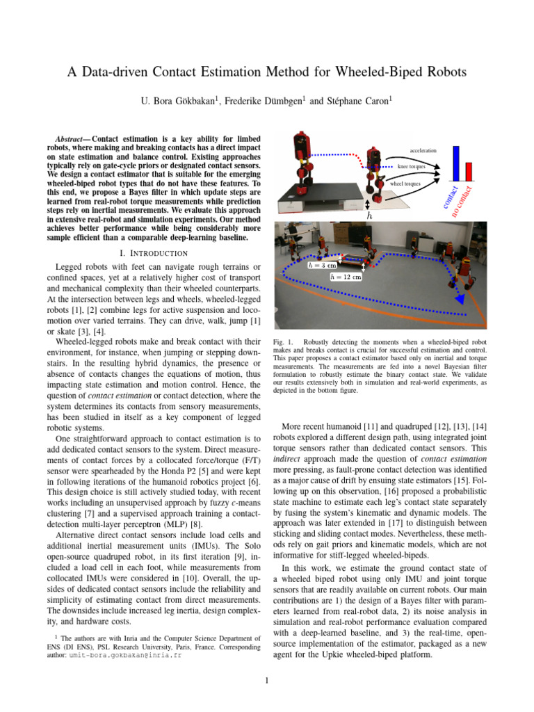 A Data-Driven Contact Estimation Method For Wheeled-Biped Robots | PDF | Probability Density ...