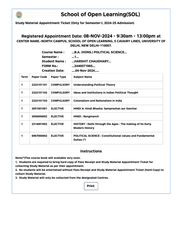 SOL Study Material Appointment | PDF