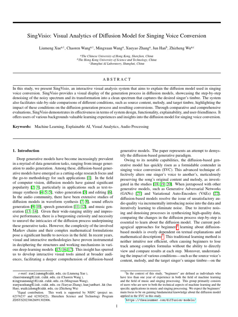 SingVisio: Visual Analytics of Diffusion Model For Singing Voice Conversion | PDF | Singing ...