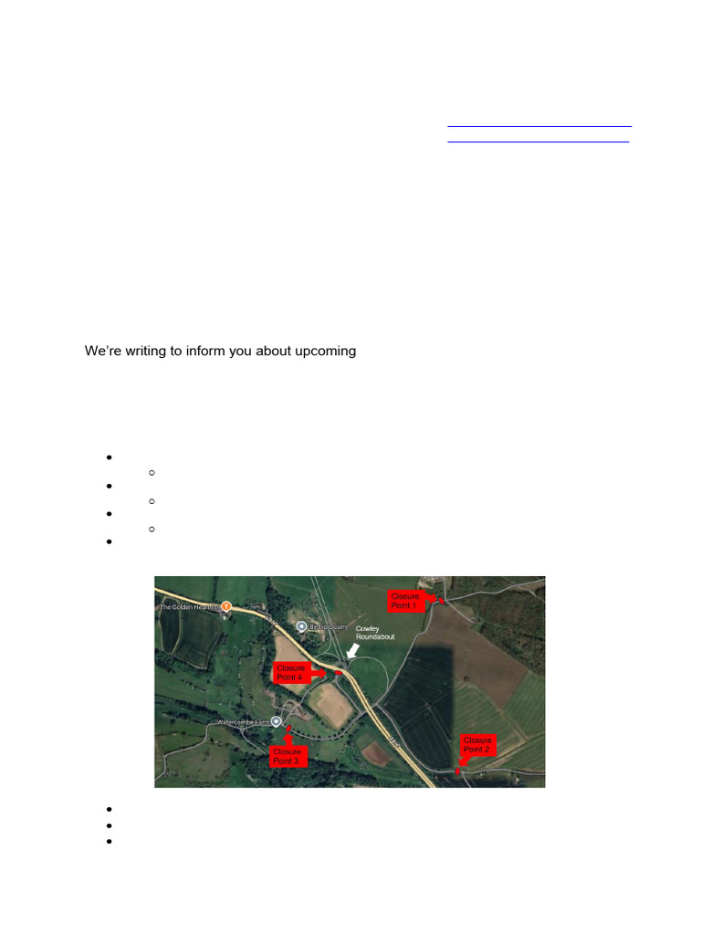 A417 Missing Link Road Closure Update | PDF | Road | Road Transport
