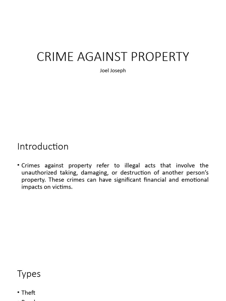 Crime Against Property | PDF | Burglary | Theft