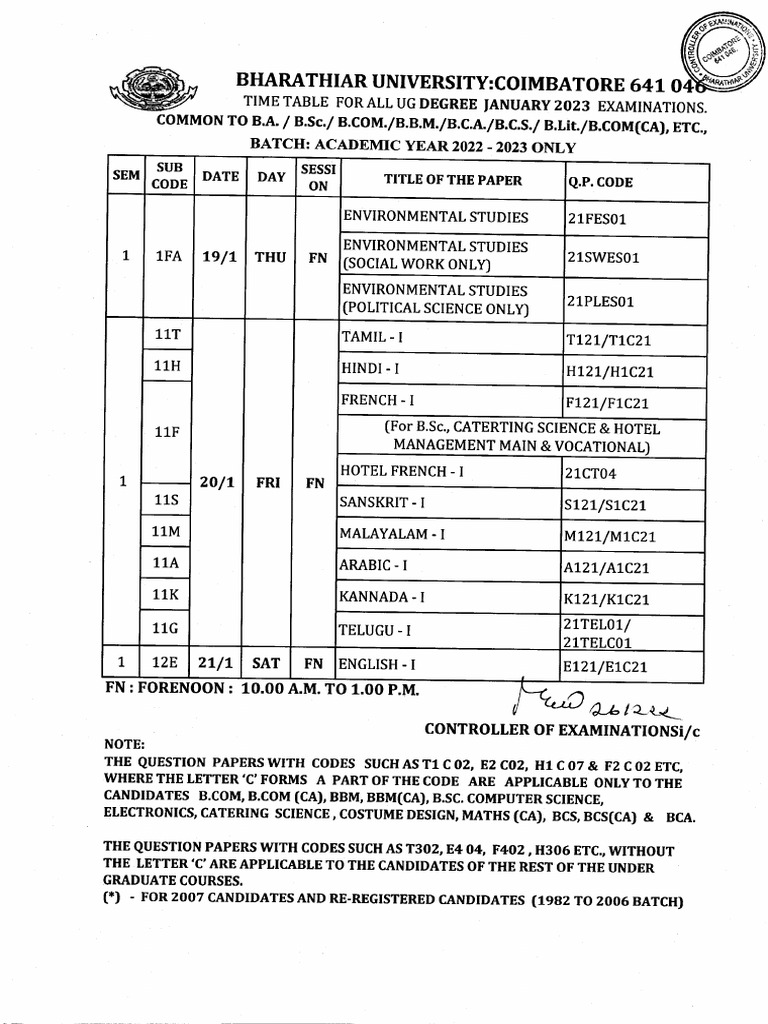 First Year Language and Bcom | PDF