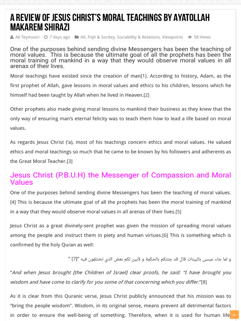 A Review of Jesus Christ's Moral Teachings by Ayat | PDF | Humility ...