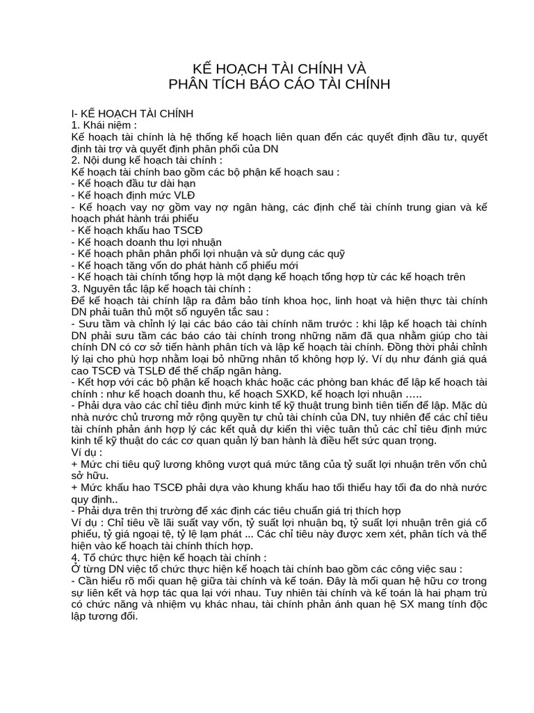 Bai - 7 - KeHoach & PhanTich BCTC | PDF