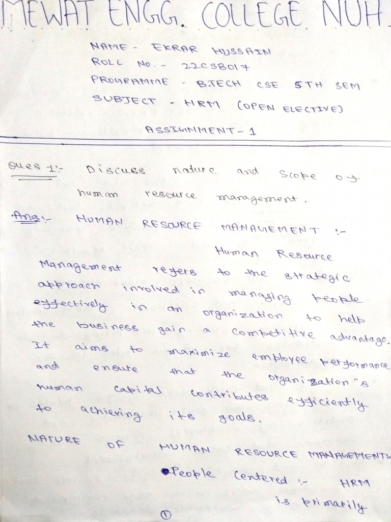 HRM (Open Elective) Assignment 1 | PDF