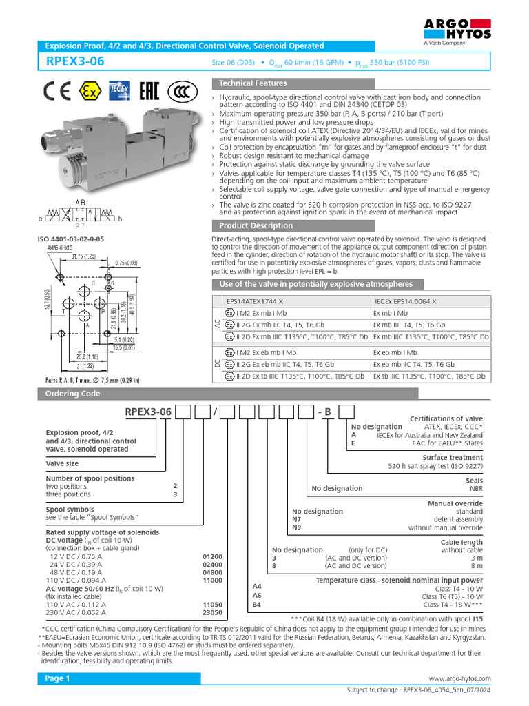 Datasheet RPEX3-06 Ha4054 EN | PDF | Valve | Alternating Current