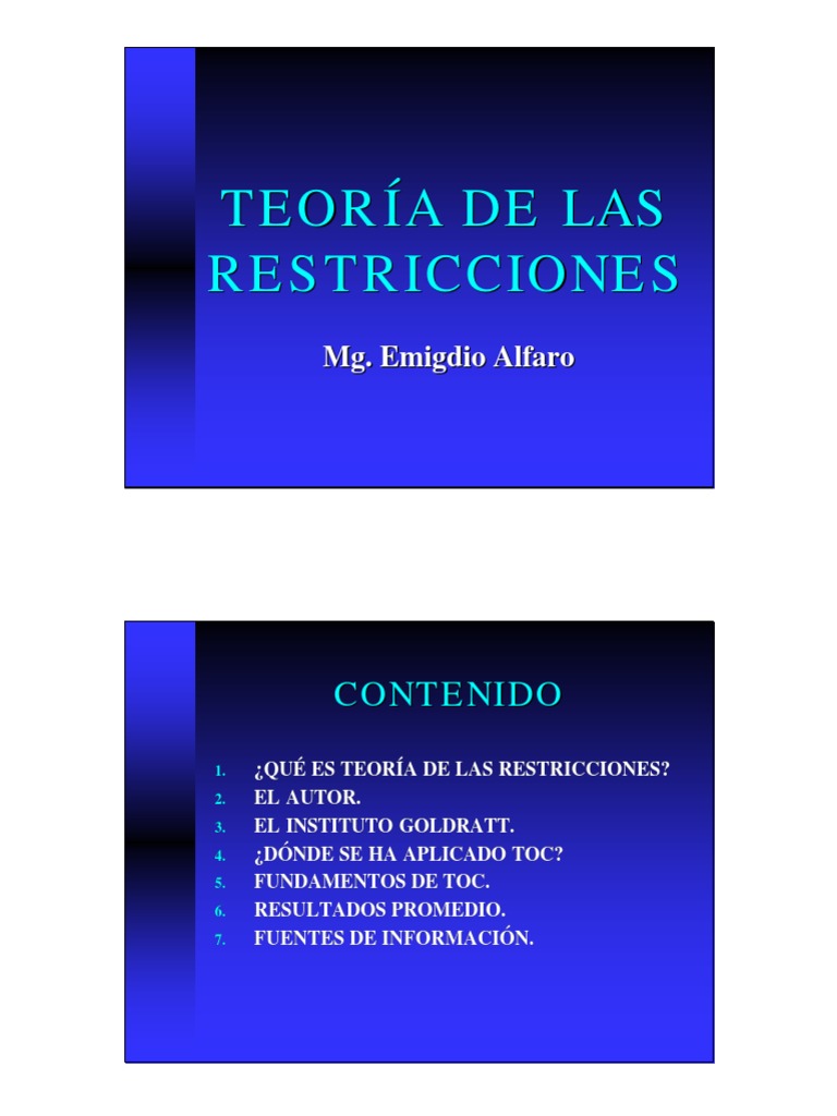 Teoría de Las Restricciones | PDF