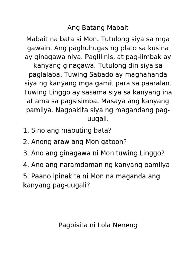 Ang Batang Mabait | PDF