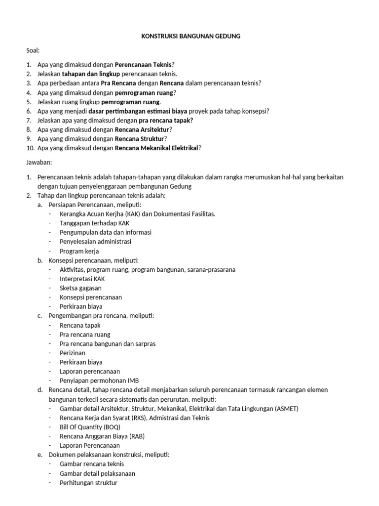 SOAL Perencanaan Teknis KBG | PDF | Teknologi & Rekayasa