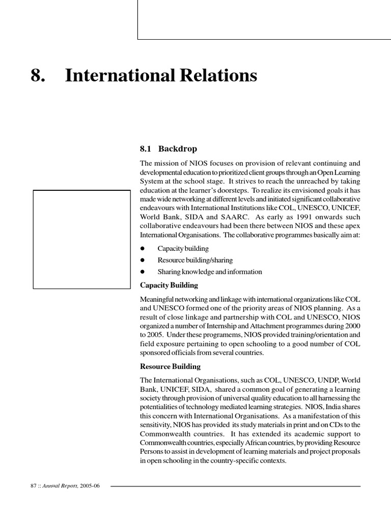 International Relations: 8.1 Backdrop | PDF | Millennium Development ...