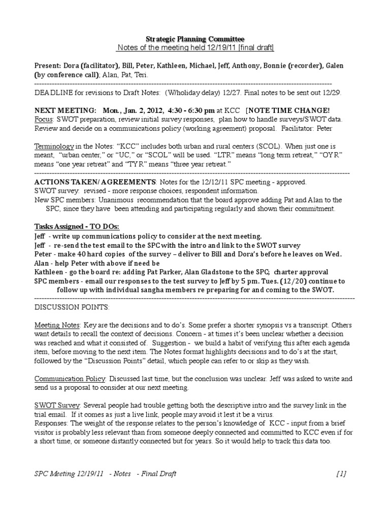SPC Notes 12/19.11 | PDF | Leadership