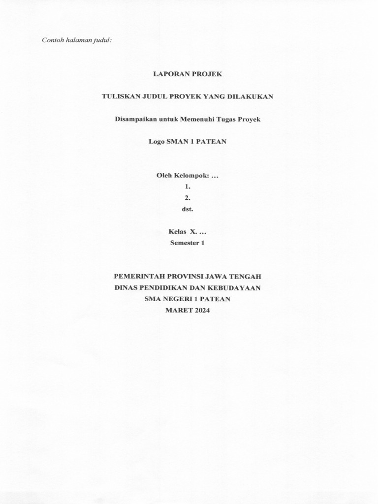 Format Laporan PROJEK KLS X KEARIFAN LOKAL SMANPA 2024 | PDF