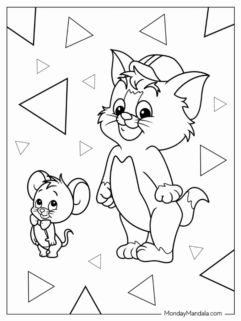 Cute Coloring Sheet of Young Tom and Jerry | PDF