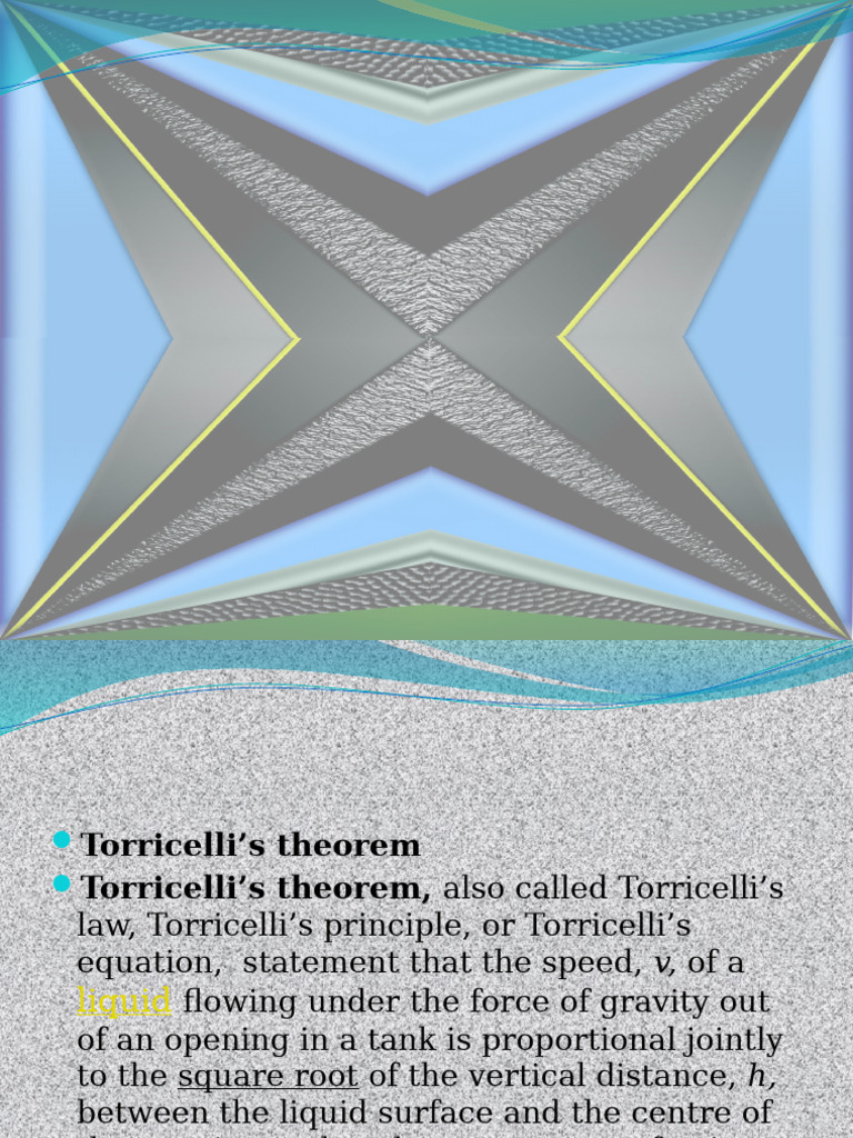 Torricelli's Theorem and Viscosity Explained | PDF | Viscosity | Force