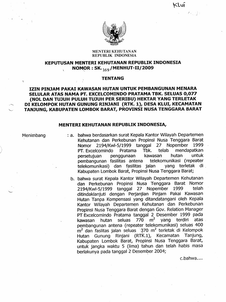 SK IPPKH No. 169 Site Klui | PDF
