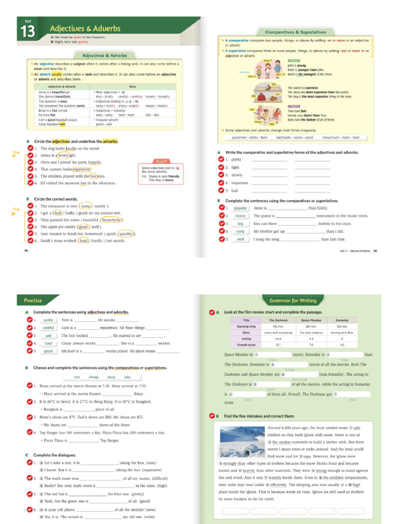 Grammar Homework - Adjectives & Adverbs | PDF
