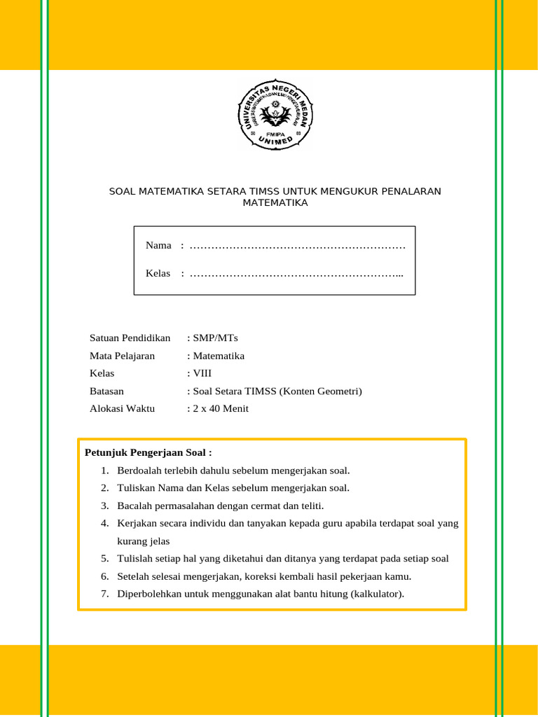 Soal Timss (Print) | PDF