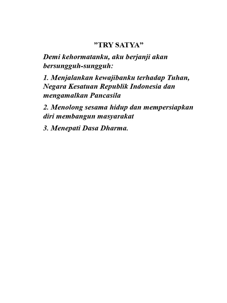 Tri Satya dan Dasa Dharma Pramuka | PDF