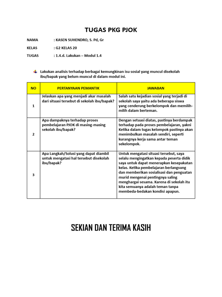 Tugas PKG Pjok 1.4.D. Lakukan - Modul 1.4 | PDF