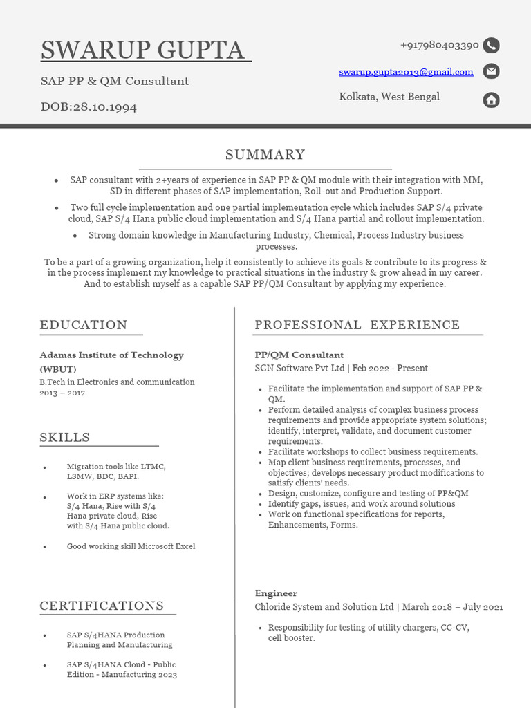 Swarup PP QM Resume | PDF | Systems Engineering | Information Technology