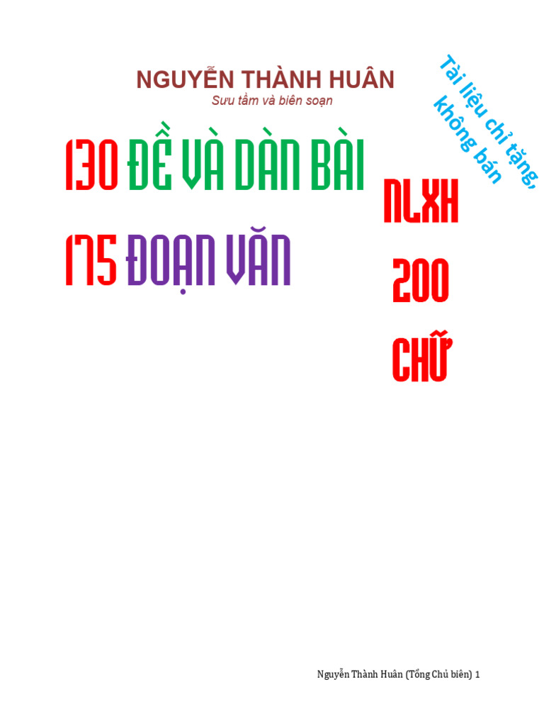 Tuyệt Kĩ Viết Đoạn Văn Nlxh 200 Chữ-2024 | PDF