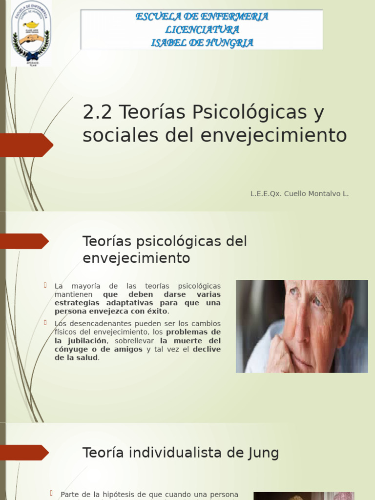 2.2 Teorias Psicologicas y Sociales Del Envejecimiento | PDF | Vejez | Envejecimiento