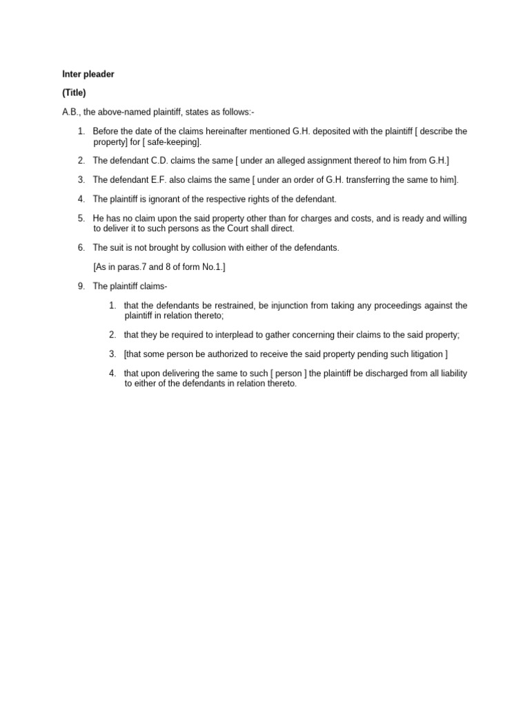 Inter Pleader | PDF