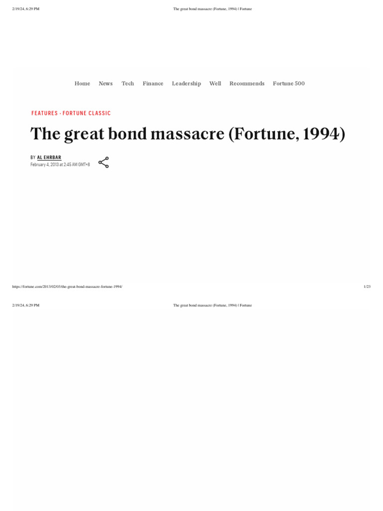 The Great Bond Massacre (Fortune, 1994) - Fortune | PDF | Bonds ...