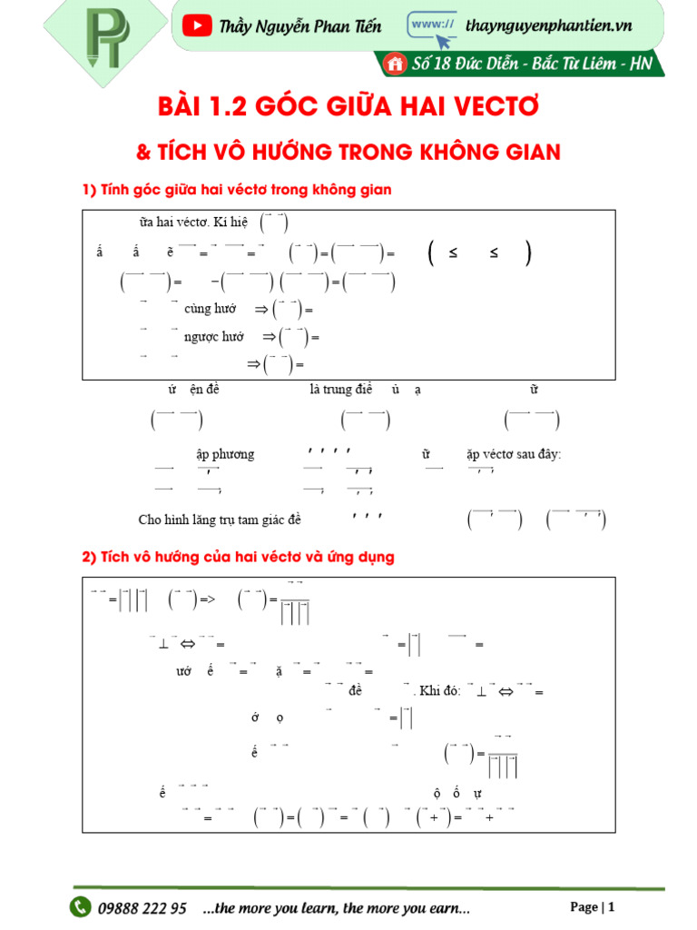 Bài 1.2 Góc Gi A Hai Vecto Và Tích Vô Hư NG | PDF