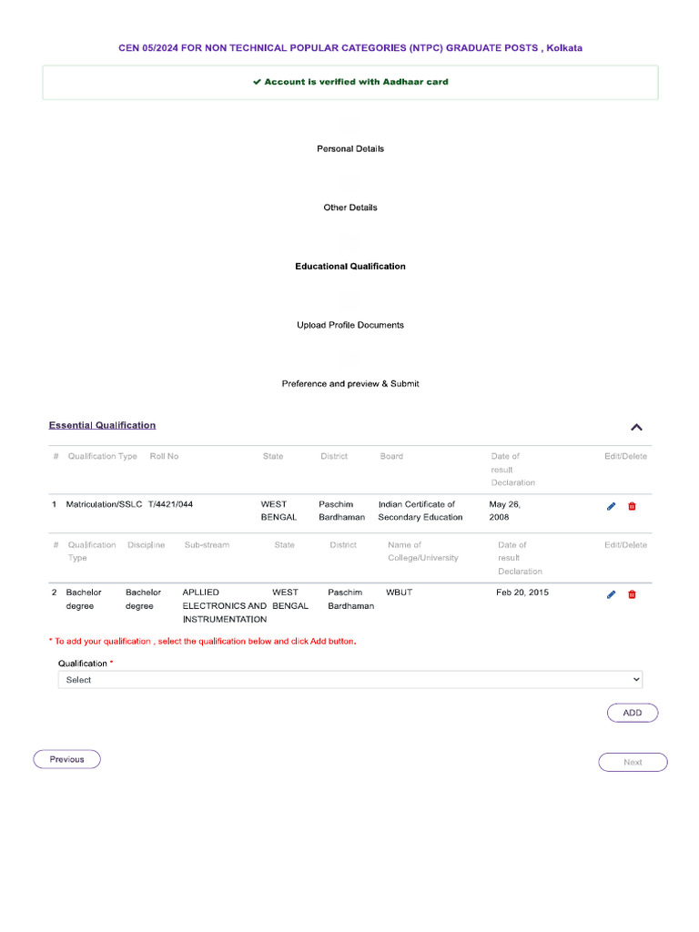 RRB - Educational Qualification Details | PDF