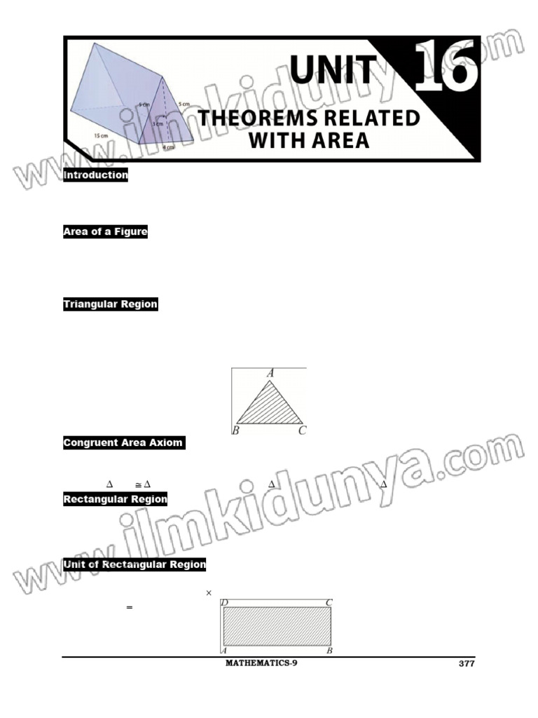 9th Class Maths Notes CH 16 | PDF | Rectangle | Triangle