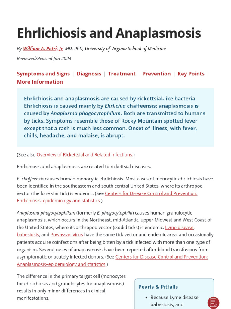 Ehrlichiosis and Anaplasmosis | PDF | Infection | Lyme Disease