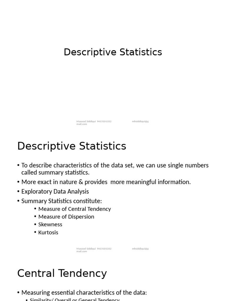 Descriptive Statistics 1 | PDF