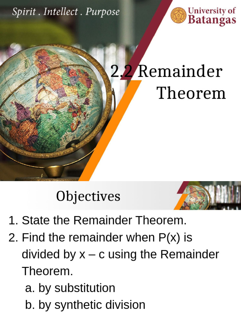 Remainder Theorem Explained | PDF | Polynomial | Mathematical Analysis