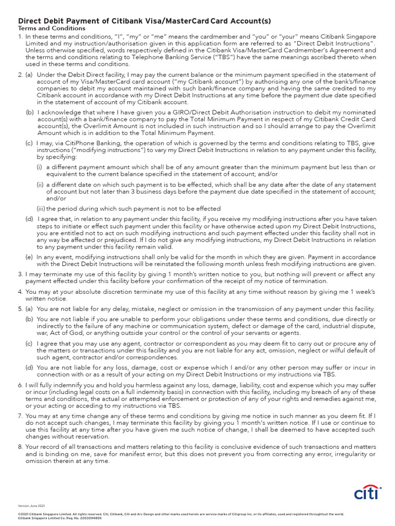 Direct Debit Payment TNC | PDF | Debit Card | Indemnity