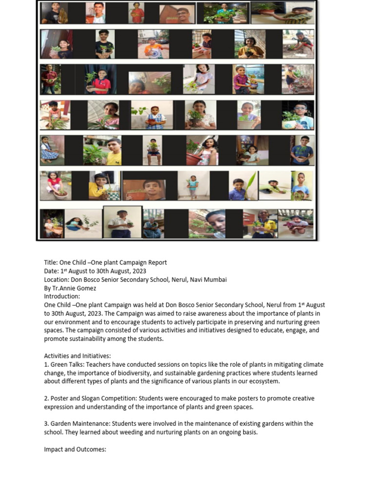 One Child One Plant Campaign | PDF