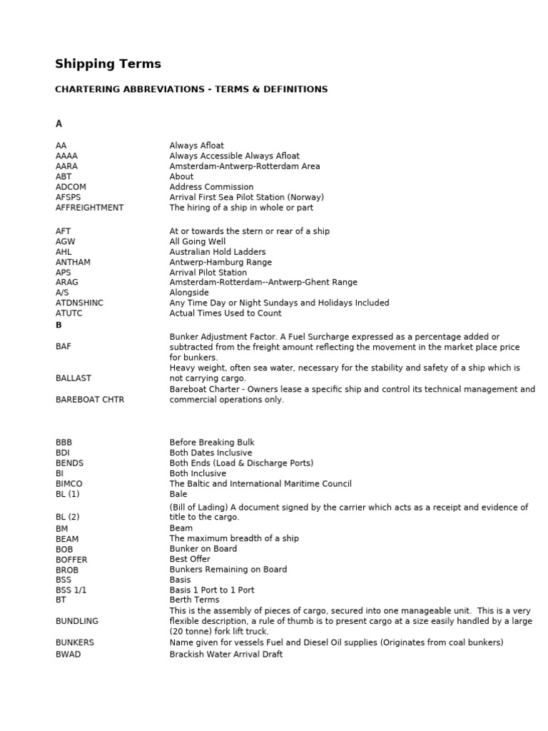 Shipping Terms | PDF | Cargo | Ships