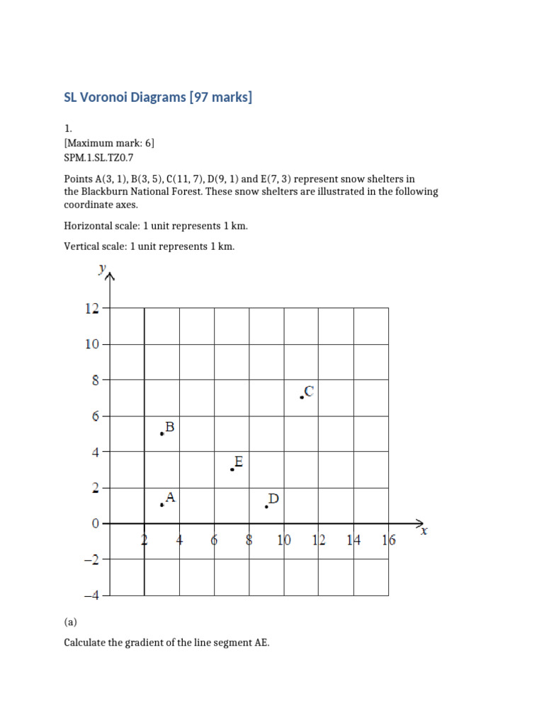 SL Voronoi Diagrams Markscheme | PDF | Perpendicular | Euclidean Geometry
