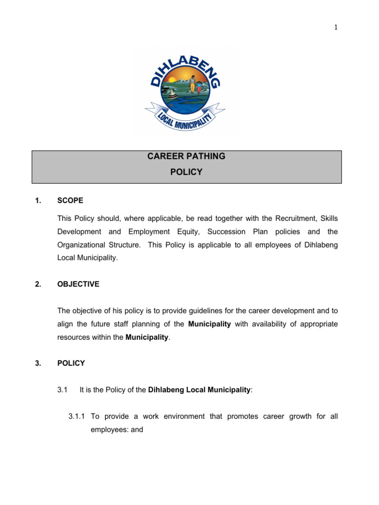 Dihlabeng Municipality Career Pathing Policy | PDF | Employment | Policy