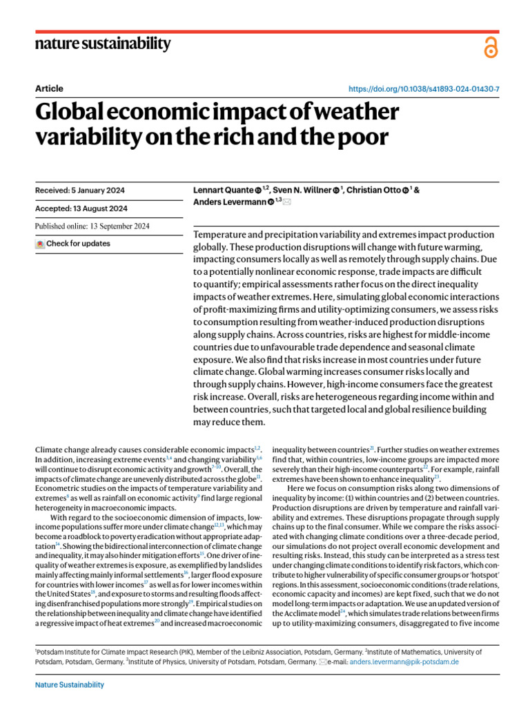 Quante 等 - 2024 - Global Economic Impact of Weather Variability on the ...