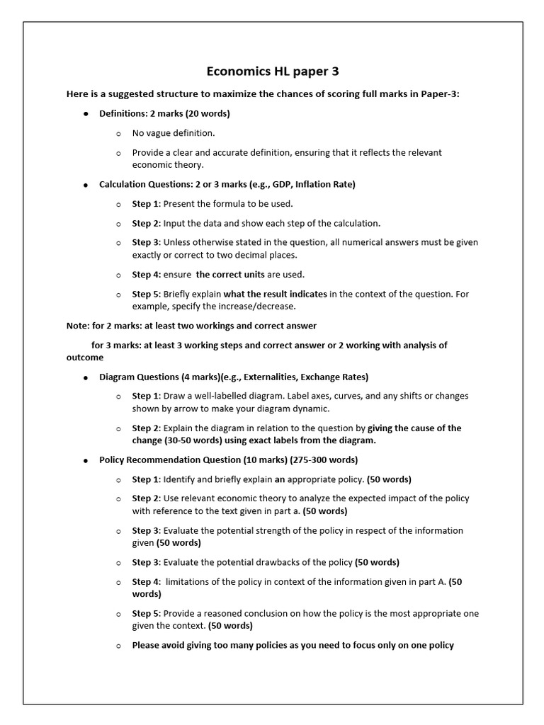 Economics HL Paper 3 Scoring Guide | PDF | Economics