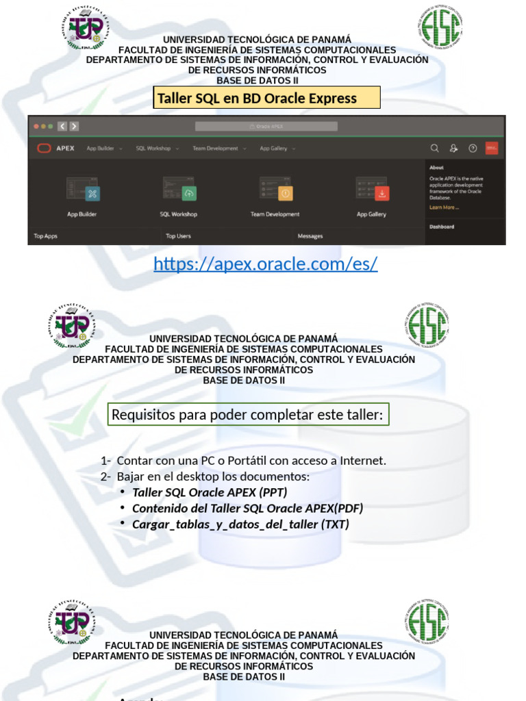 Taller SQL Oracle APEX | PDF