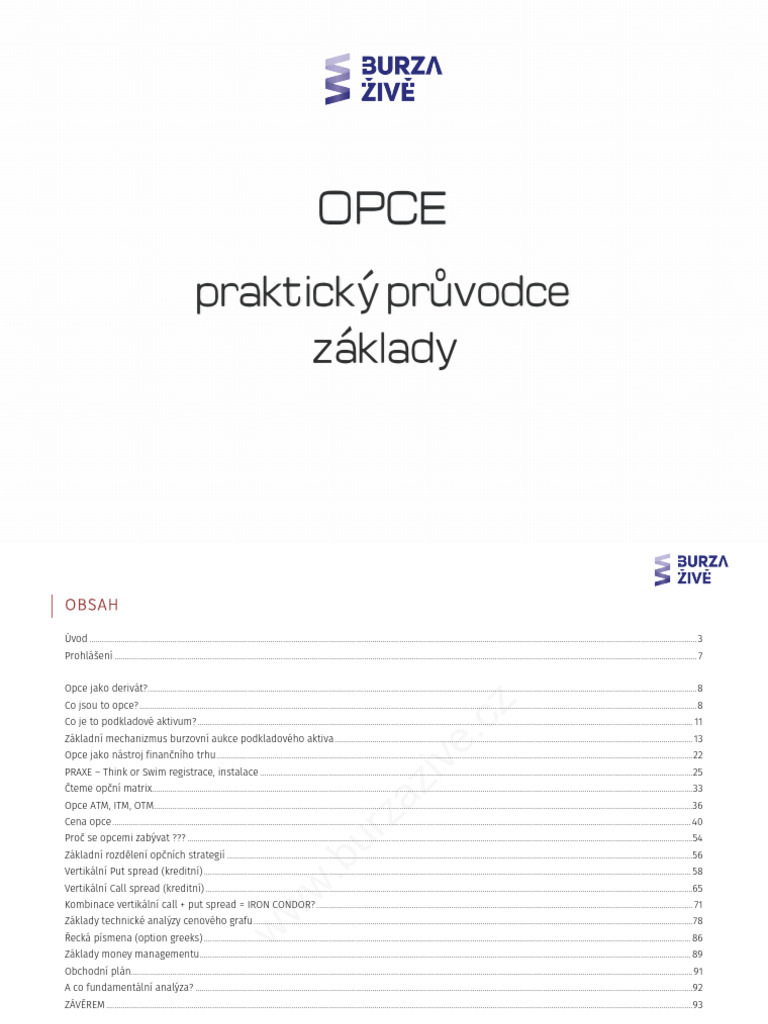 Burza Zive Opce Prakticky Pruvodce Zaklady | PDF